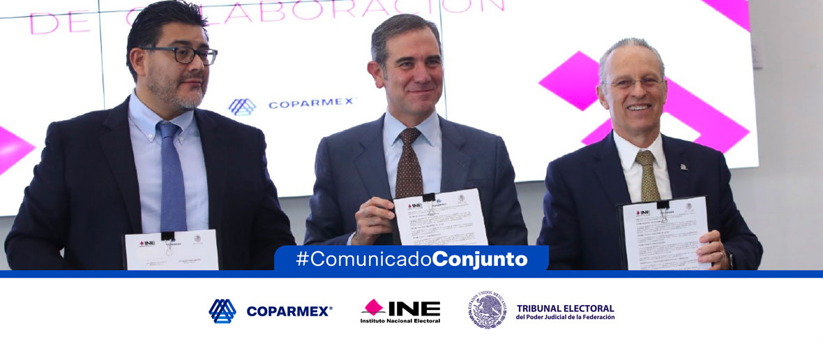 Firman INE, Coparmex y TEPJF convenio de colaboración para fortalecer Firman INE, Coparmex y TEPJF convenio de colaboración para fortalecer